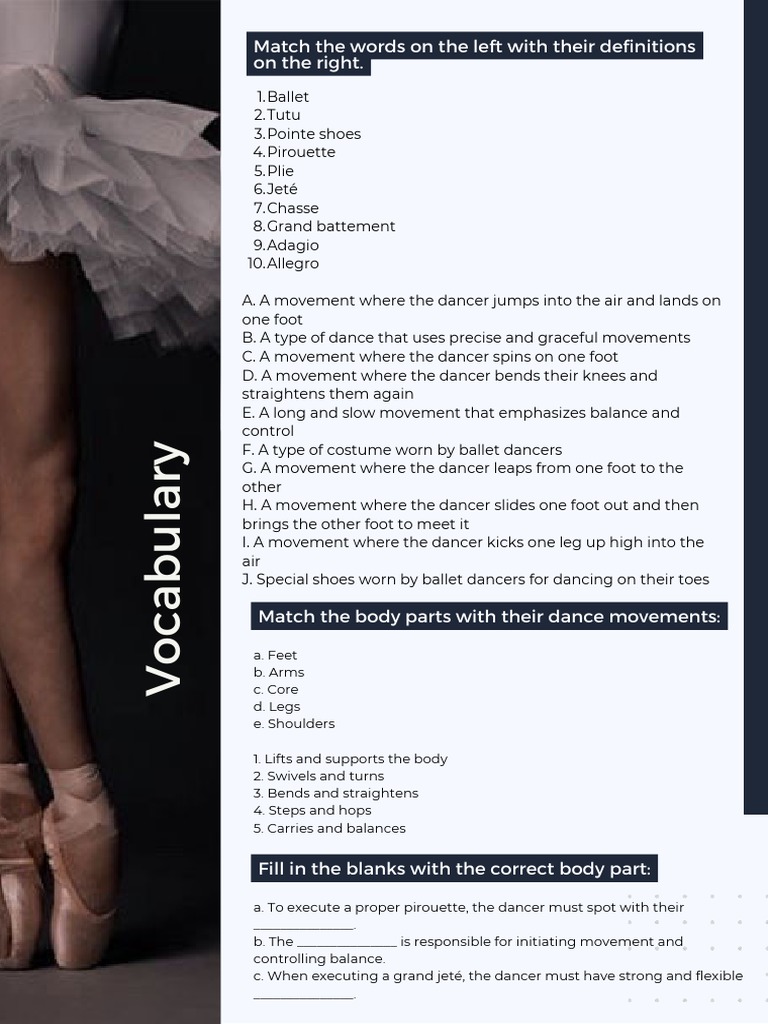 Ballet Vocabulary | Download Free PDF | Dances | Concert Dance