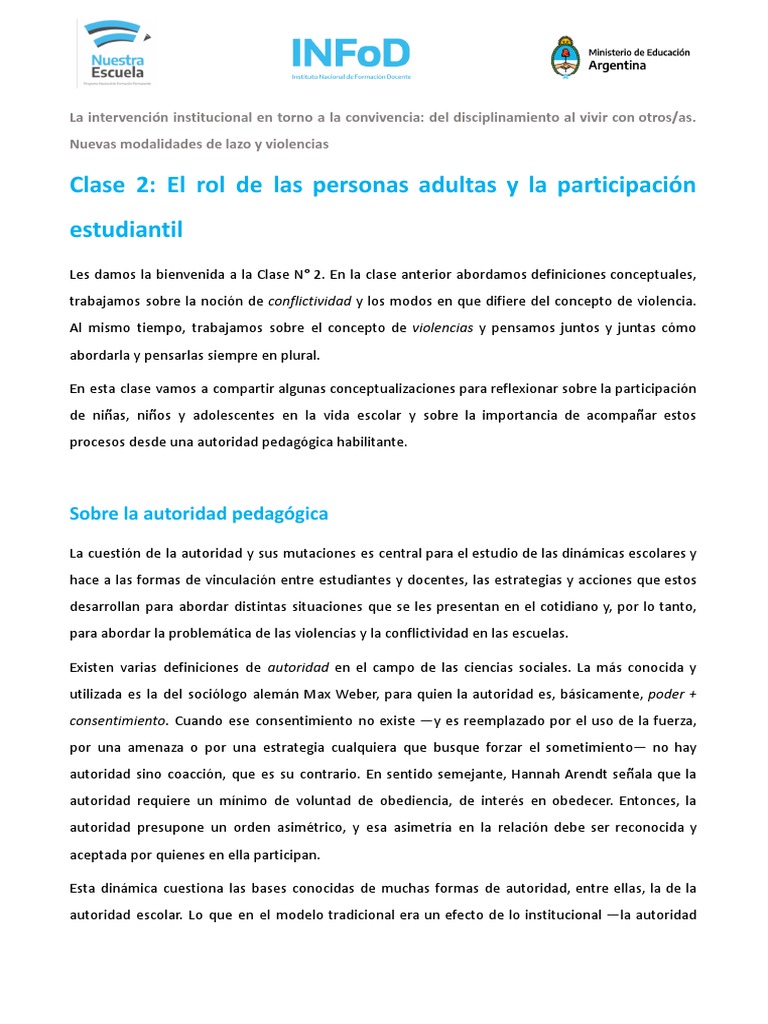 La Intervencion Institucional en Torno A La Convivencia Clase 02 ED | PDF | Plan de estudios ...