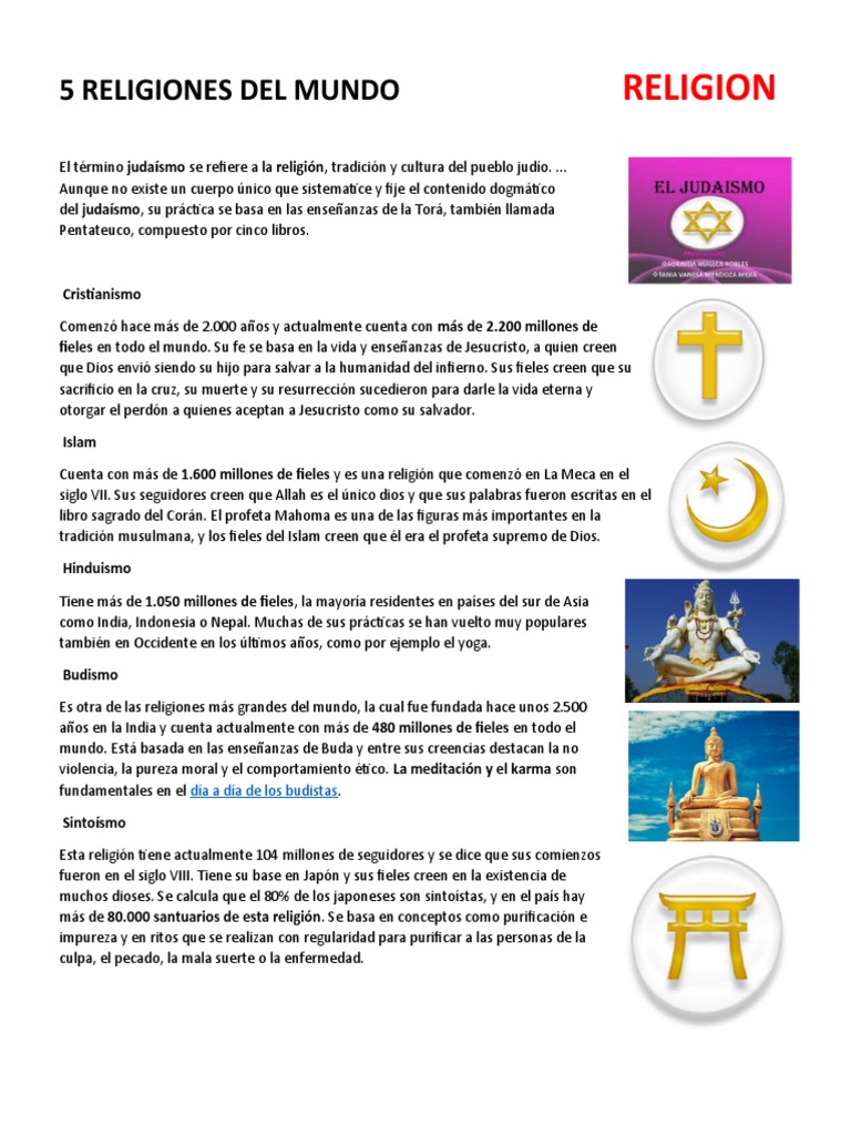 5 Religiones Del Mundo | PDF