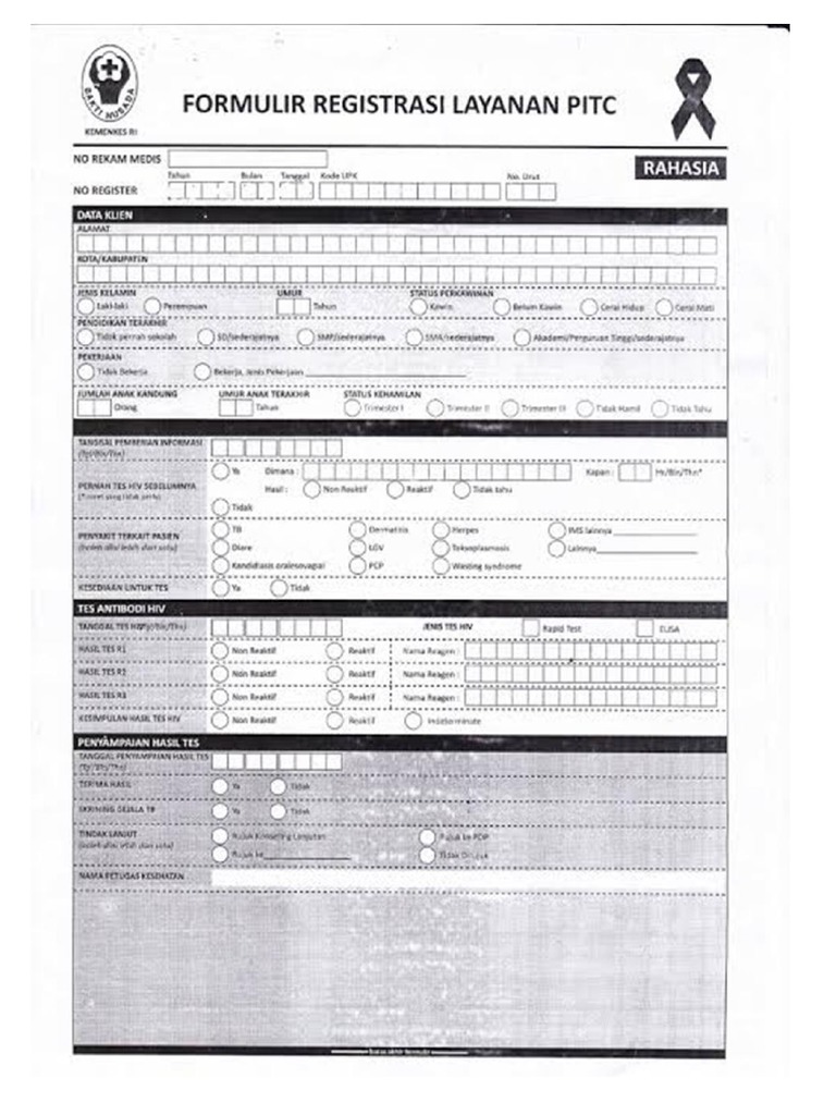 Formulir Dokumen Pelayanan PITC Dan PMTC | PDF