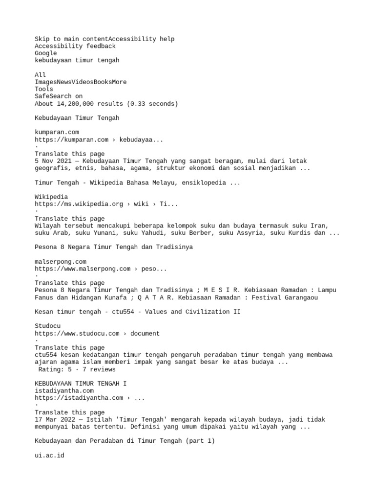 Kebudayaan dan Peradaban Timur Tengah | PDF
