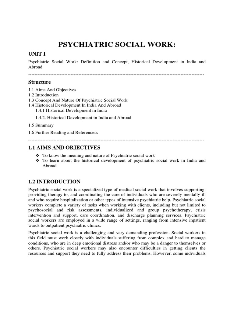 PG - M.S.W. - Social Work - 34943B Psychiatric Social Work | Download ...