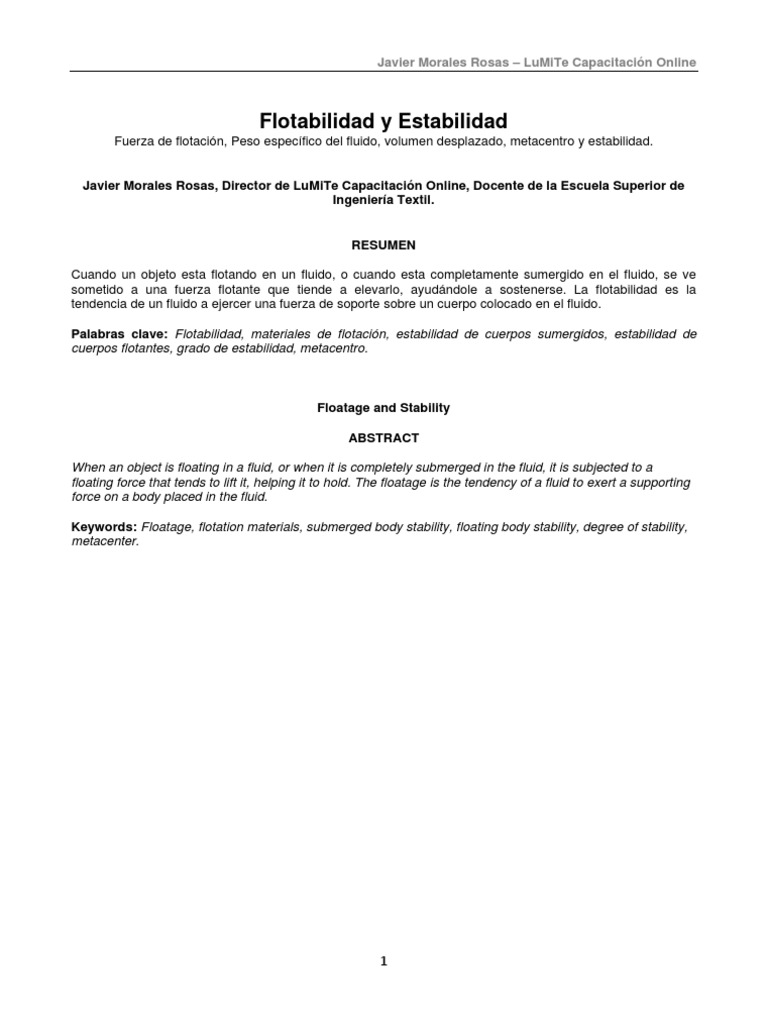 Flotabilidad y Estabilidad | PDF