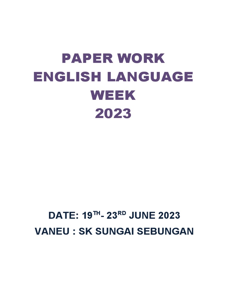 Dokumen - Tips - English-Week-Paperwork 2023 | PDF | Linguistics ...