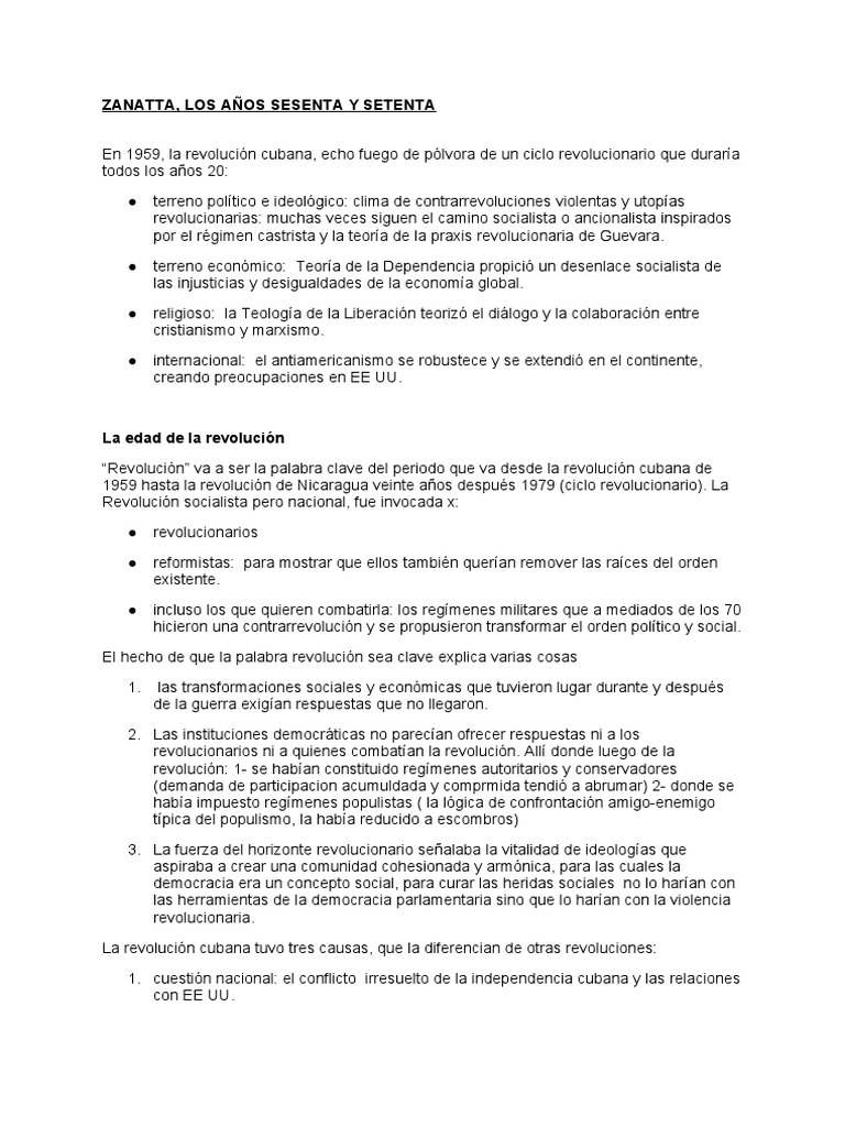 Zanatta Los Años Sesenta y Setenta | PDF
