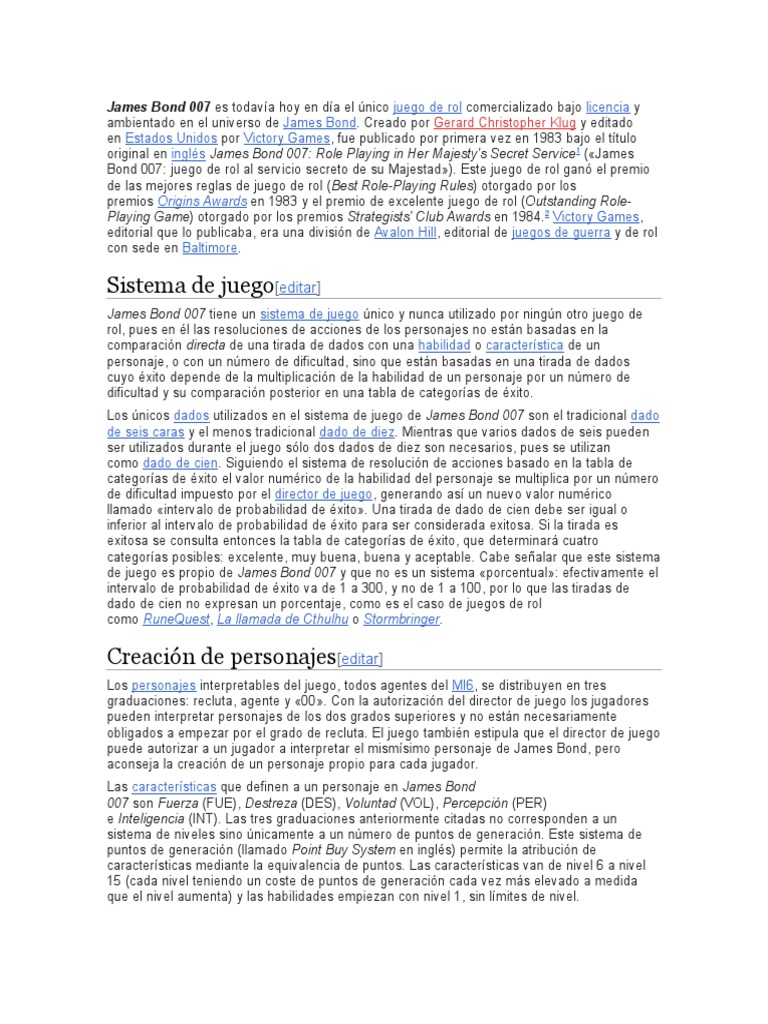 James Bond 007 | PDF | James Bond | Juego de azar