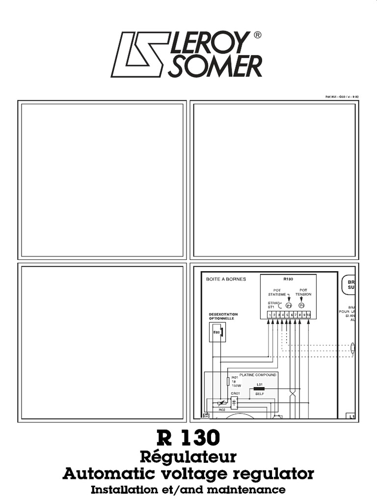 Leroy Somer R130 Automatic Voltage Regulator | PDF