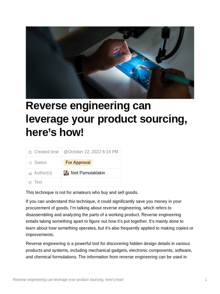 Optimize Product Sourcing with Reverse Engineering | PDF | Engineering ...