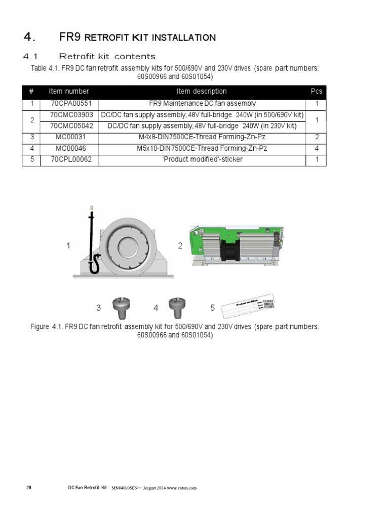FR9 DC Fan Retrofit Kit Details | PDF