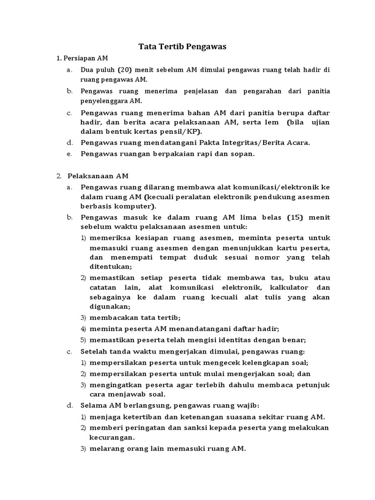 Tata Tertib Pengawas | PDF