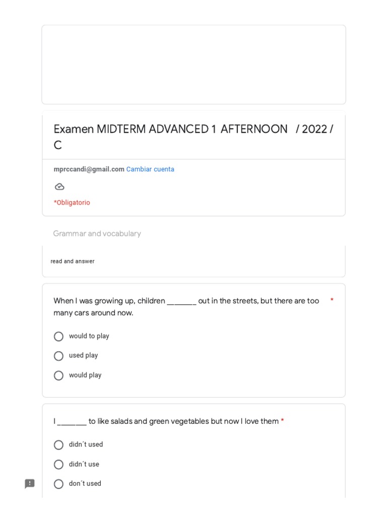 Examen MIDTERM ADVANCED 1 AFTERNOON - 2022 - C | PDF