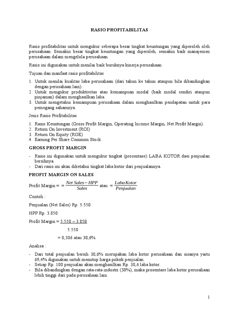 Rasio Profitabilitas | PDF