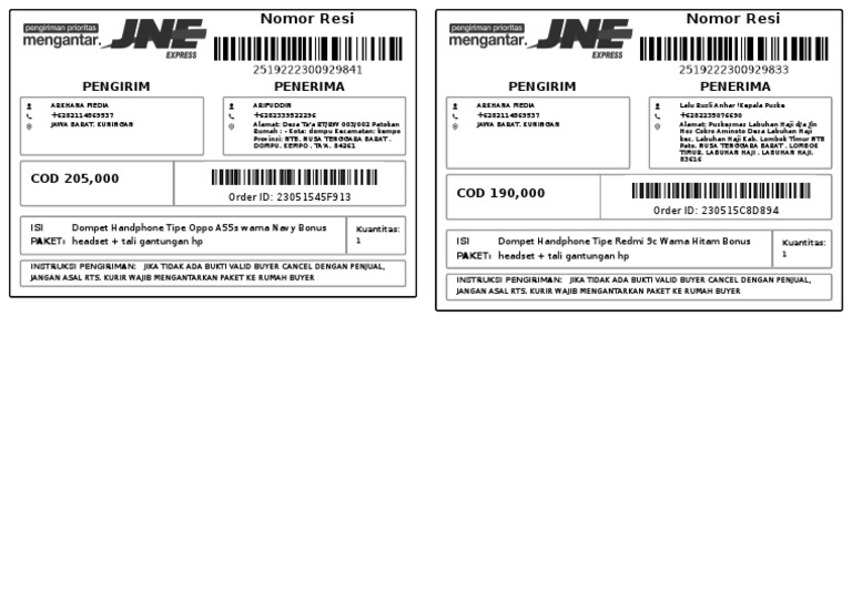 Arkhana Jne 2 Resi 15 Mei 2023 | PDF