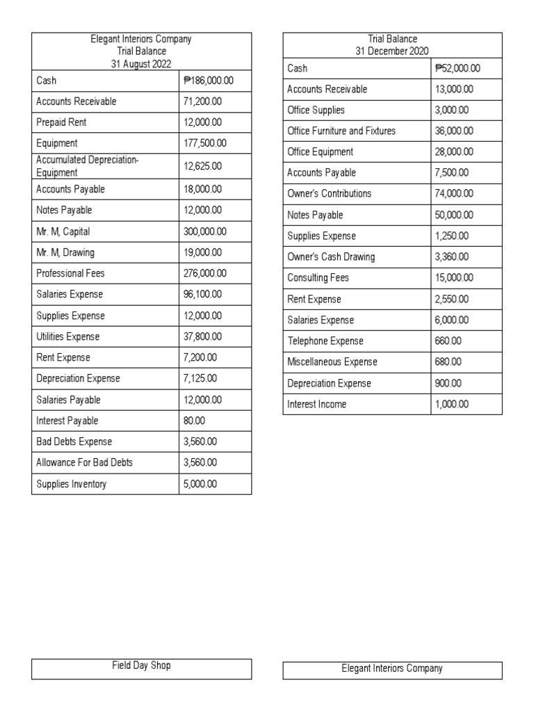 Abm Trial Balance Activity | PDF | Expense | Renting