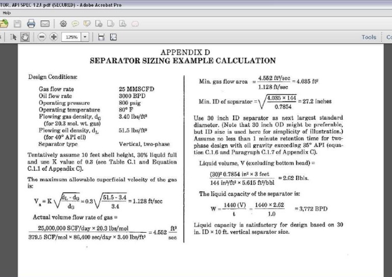 Separator_Sizing_Example_Calculation | PDF
