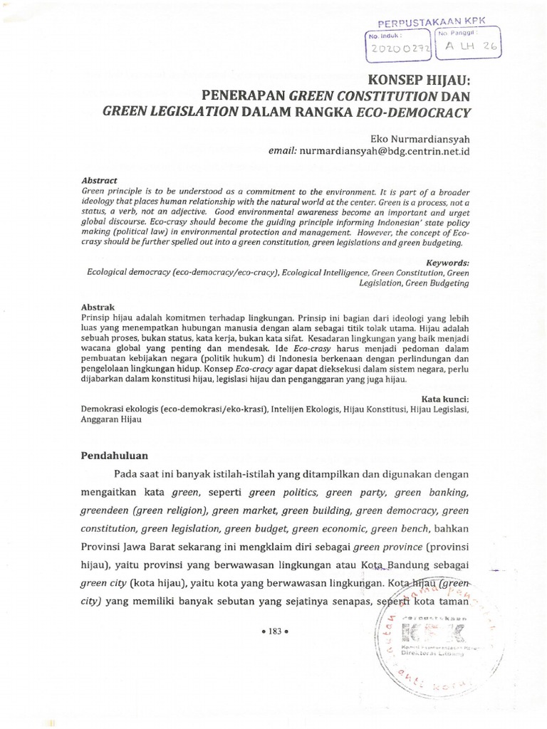 Konsep Hijau Penerapan Green Constitution Dan Green Legislation - 2 | PDF