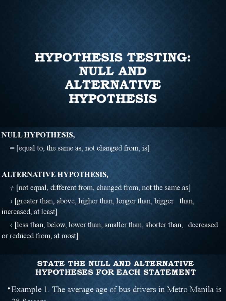 HYPOTHESIS TESTING - Null and Alternative Hypotheses | PDF