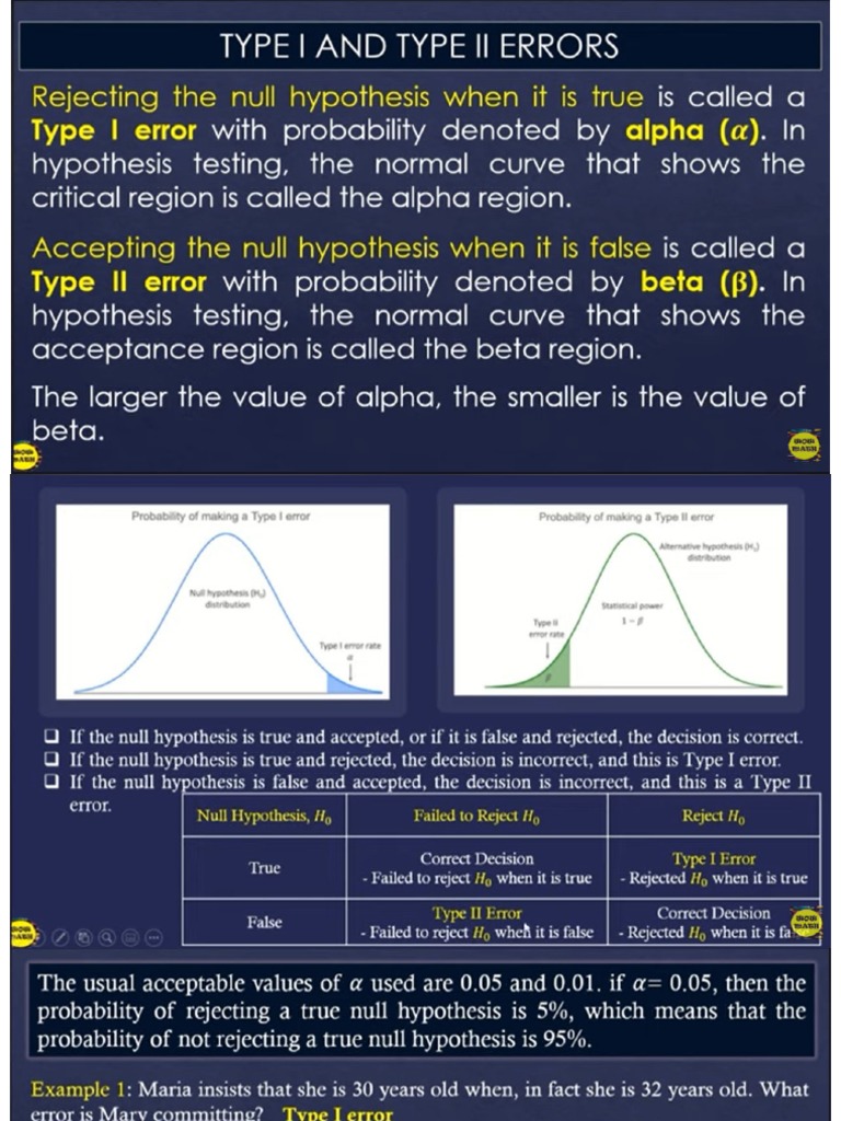 Type I and Type II Error | PDF