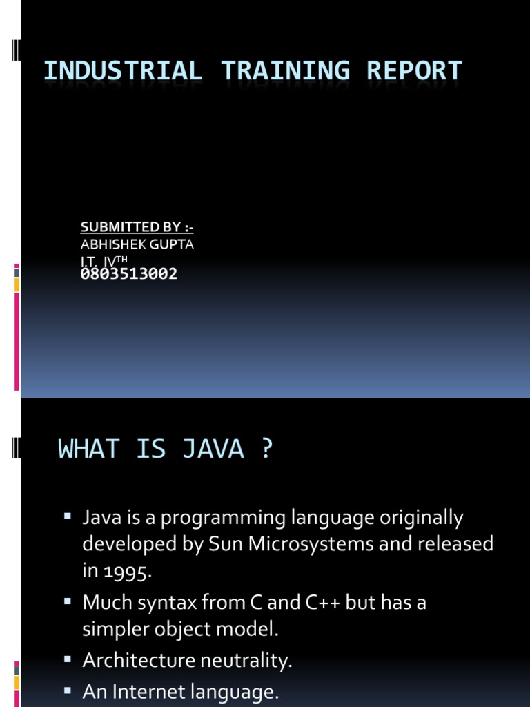 Industrial Training Report: Submitted By | PDF | Java Servlet | Java (Programming Language)