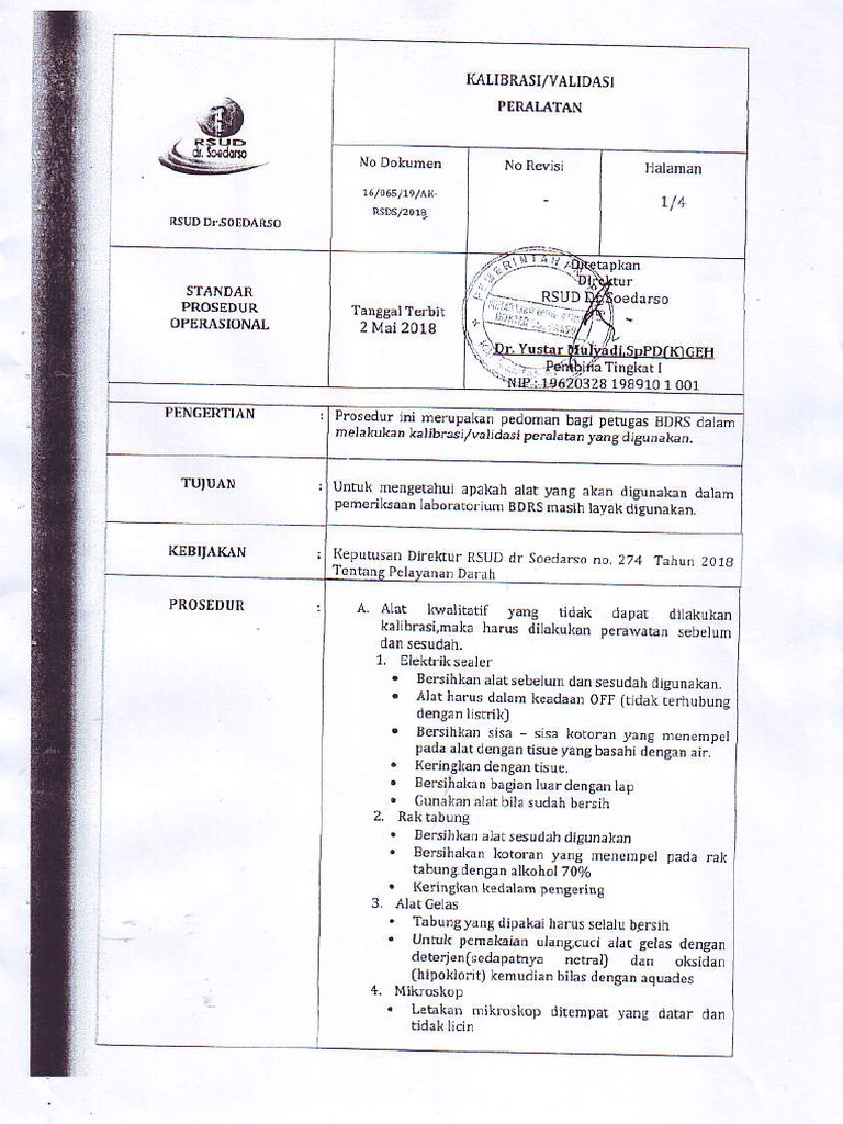 Sop 21. Kalibrasi Atau Validasi Peralatan | PDF