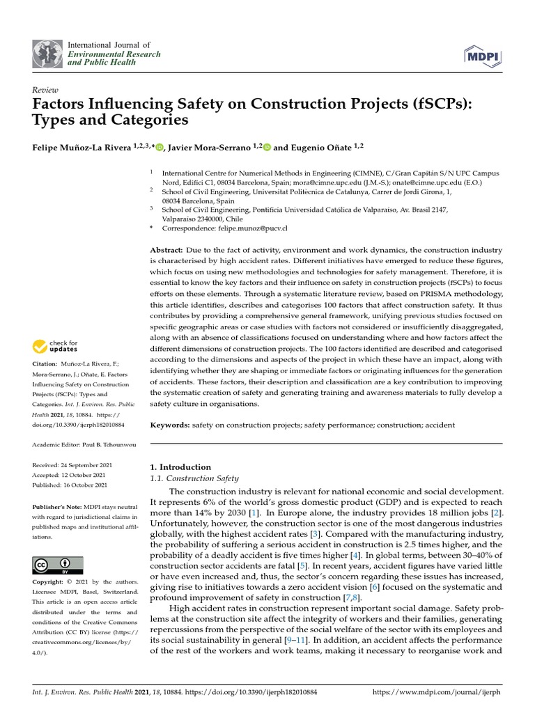 Factors Influencing Safety On Construction Projects (FSCPS) - Types and ...