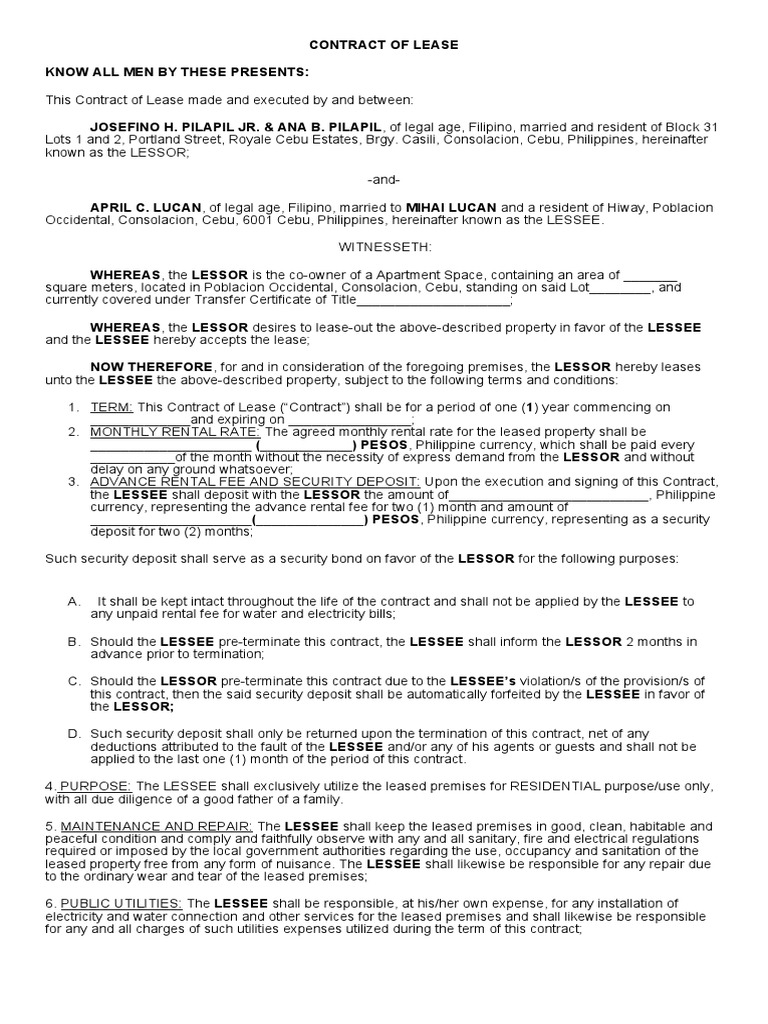 Lease Contract Congson APRIL C. LUCAN | PDF | Lease | Natural Resources Law