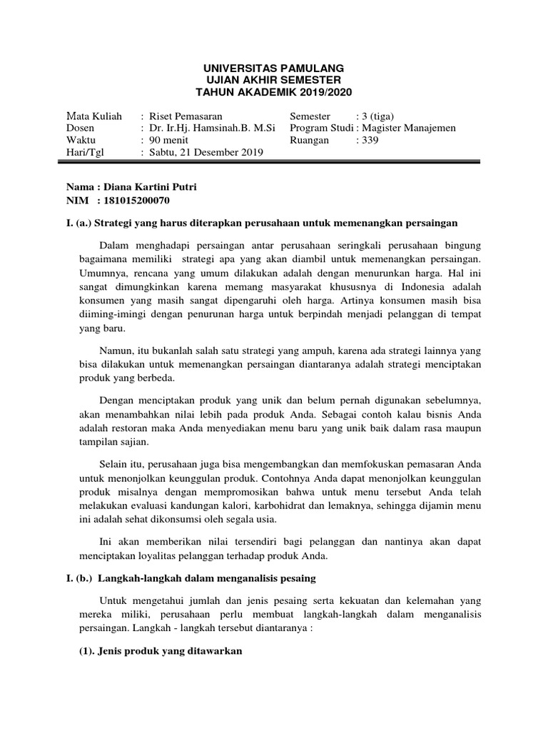 JWB Uas Riset Pemasaran | PDF