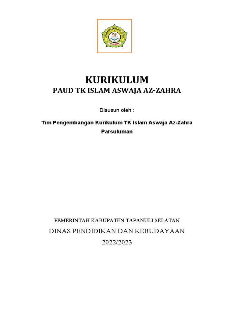 Kurikulum PAUD TK Islam Az-Zahra | PDF