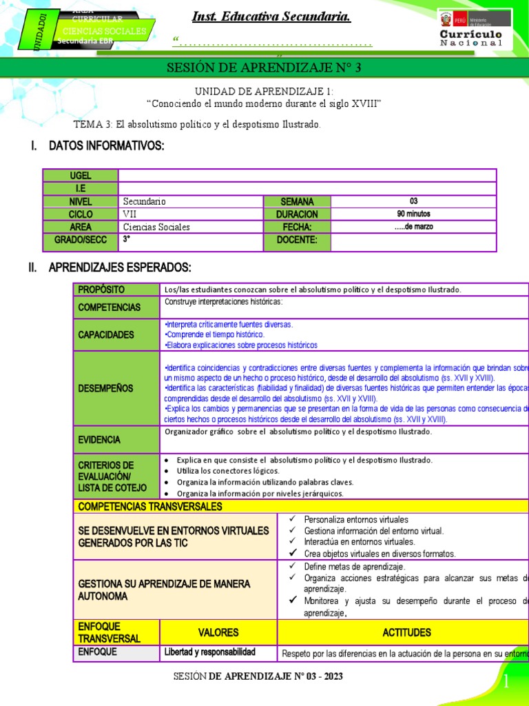 3º CC - Ss-Ses.3 - Uni 1 - Sem 03 - 2023 | PDF | Maestros | Aprendizaje