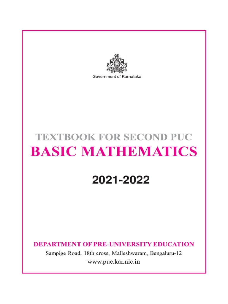 2nd PUC Basic Maths Textbook 2021-22 | PDF