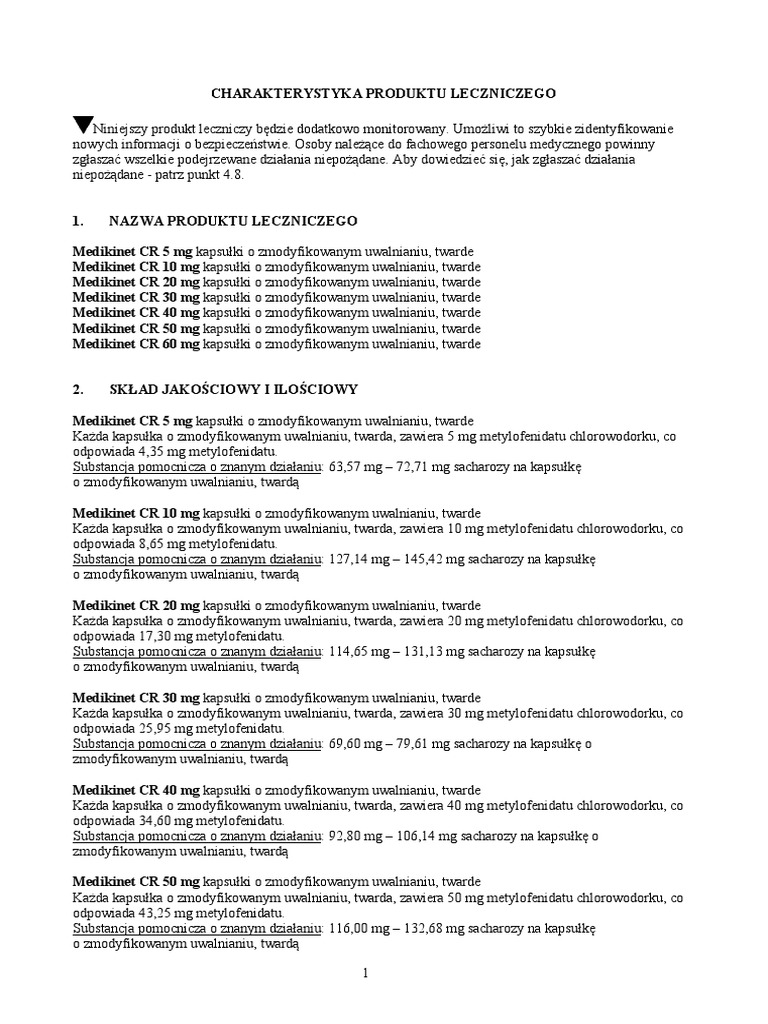 Charakterystyka Produktu Leczniczego MEDIKINET | PDF