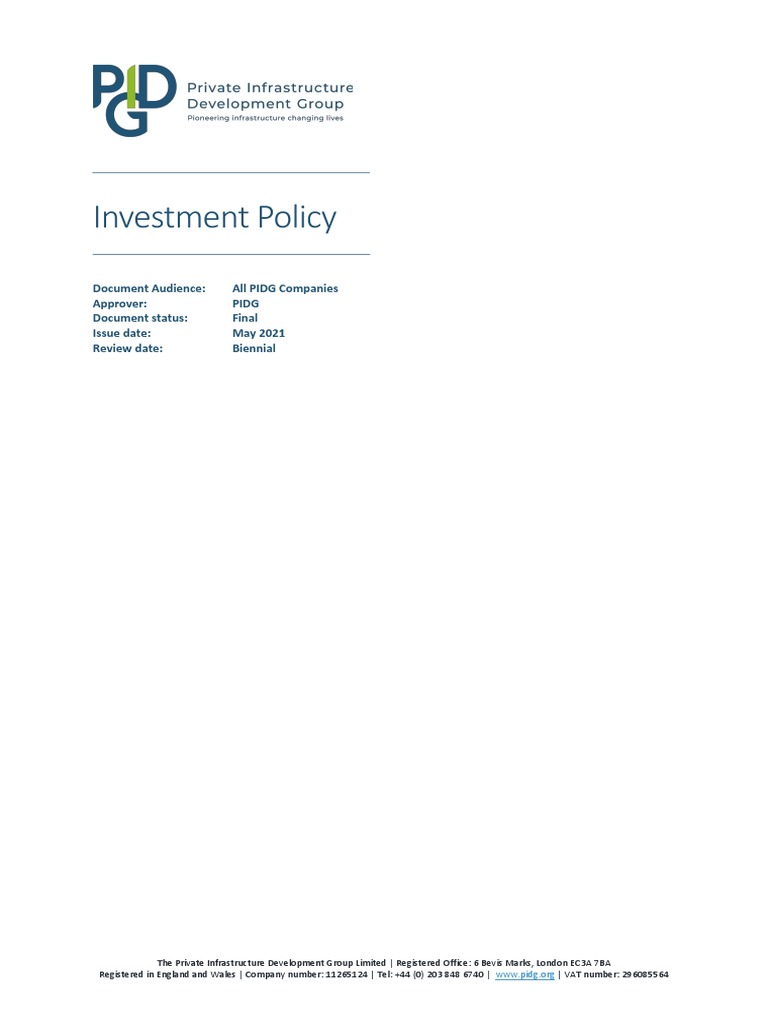 PIDG Investment Policy Overview | PDF