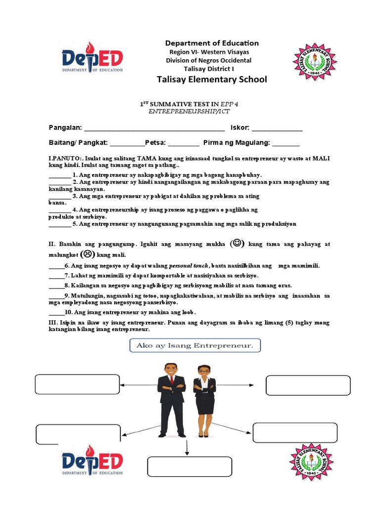 Epp 4q Summative Test 1 2 | PDF Epp 4q Summative Test 1 2 | PDF