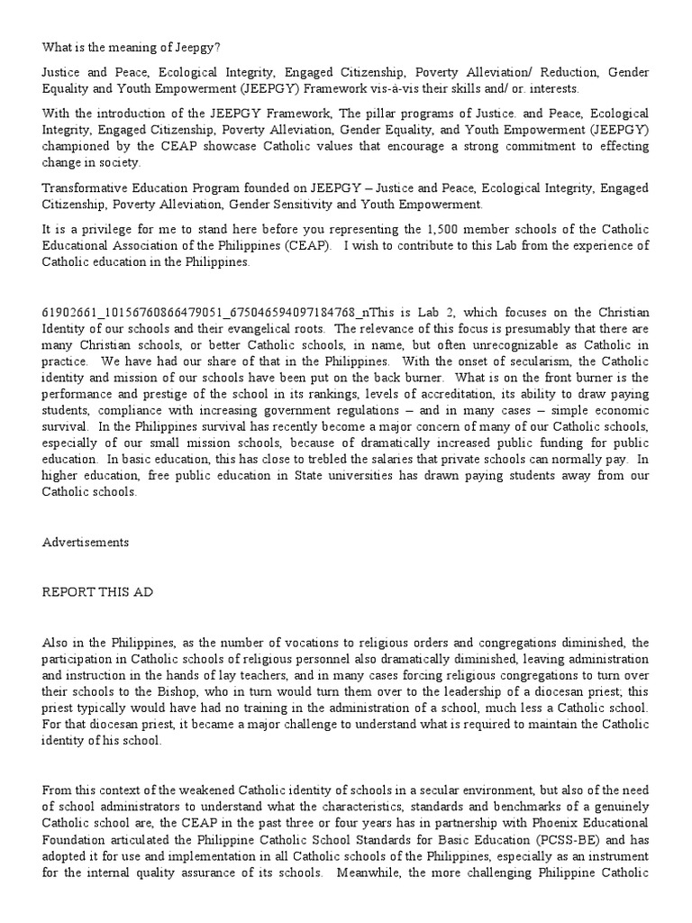 What Is The Meaning of Jeepgy | PDF | Curriculum | Catholic Church