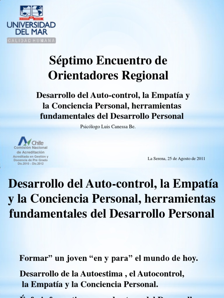 Autocontrol-Empatía y Conciencia Personal | PDF | Autoestima | Las ...