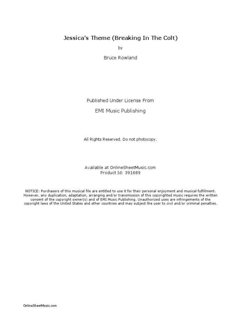 Jessica's Theme (Breaking in The Colt) | PDF