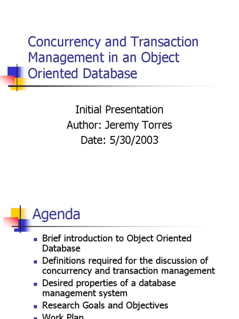 Concurrency And Transaction Management In An Object Oriented Database Pdf Databases