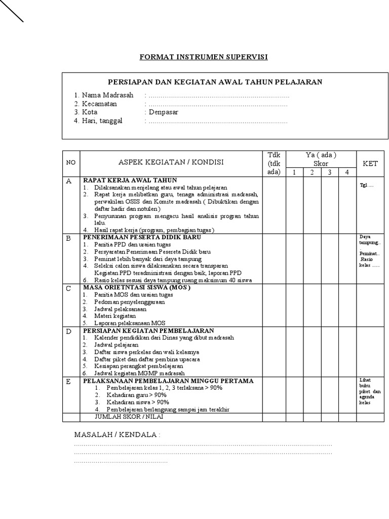 # Instrumen Supervisi Lengkap | PDF