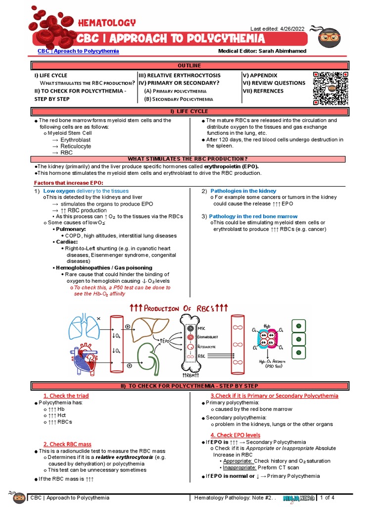 Hematology Pathology - 002) CBC - Approach To Polycythemia (Notes ...