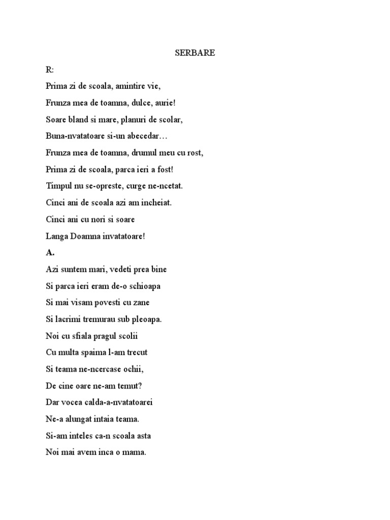 Serbare Sfarsit de An Scolar | PDF