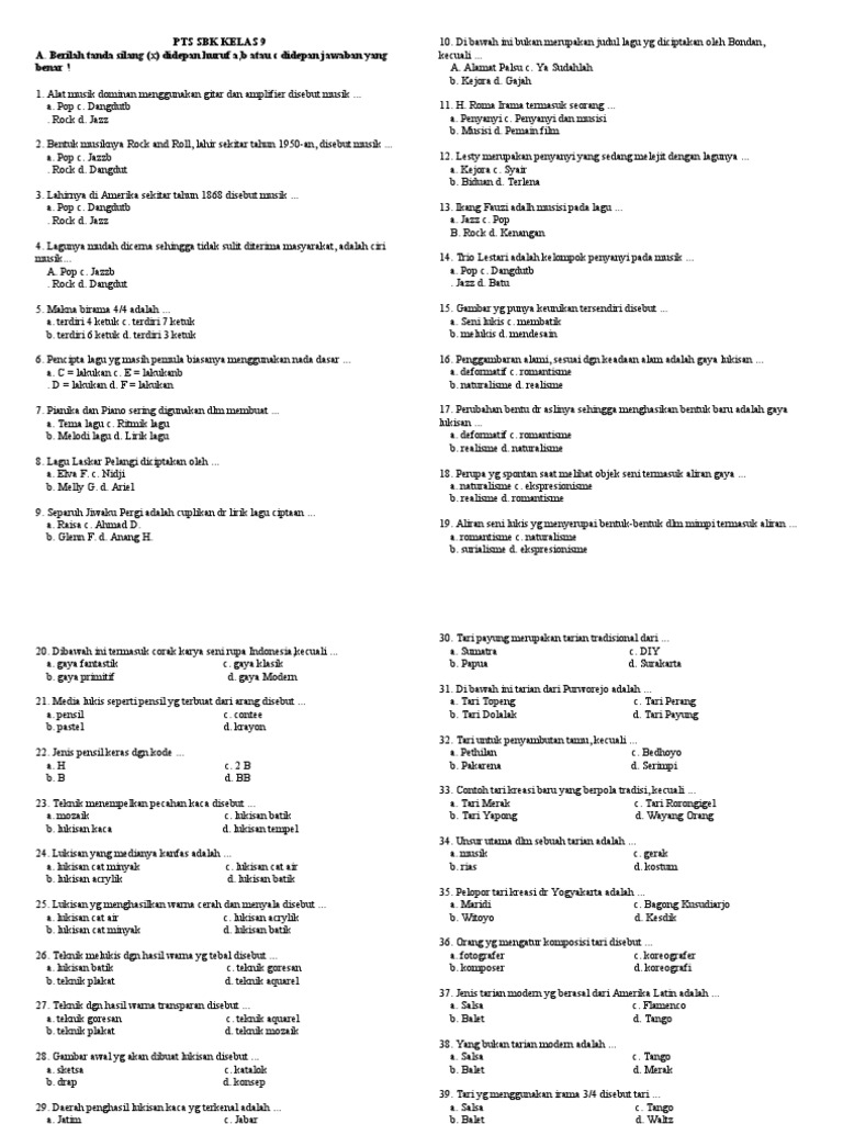 PTS SBK Kelas 9 | PDF