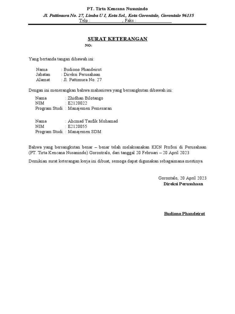 Contoh_surat_keterangan_kerja (1) | PDF