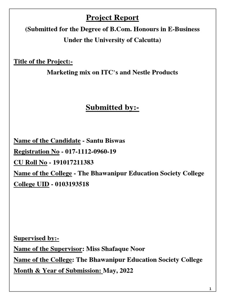 Itc Project | PDF | Nestlé | Marketing