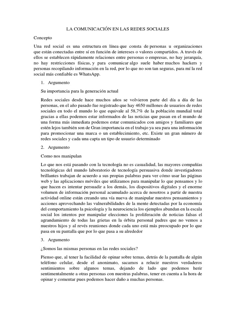 La Comunicación en Las Redes Sociales | PDF | Internet | Informática