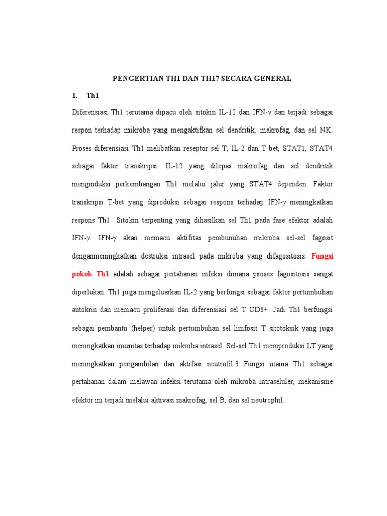 PENGERTIAN TH1 DAN TH17 SECARA GENERAL | PDF