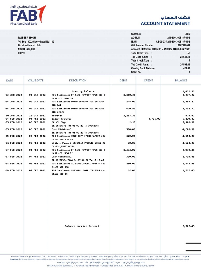 Statement 1 | PDF | Debit Card | Cash