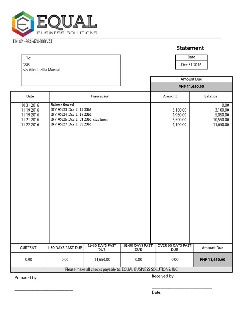 GSIS Payment Statement Dec 2016 | PDF
