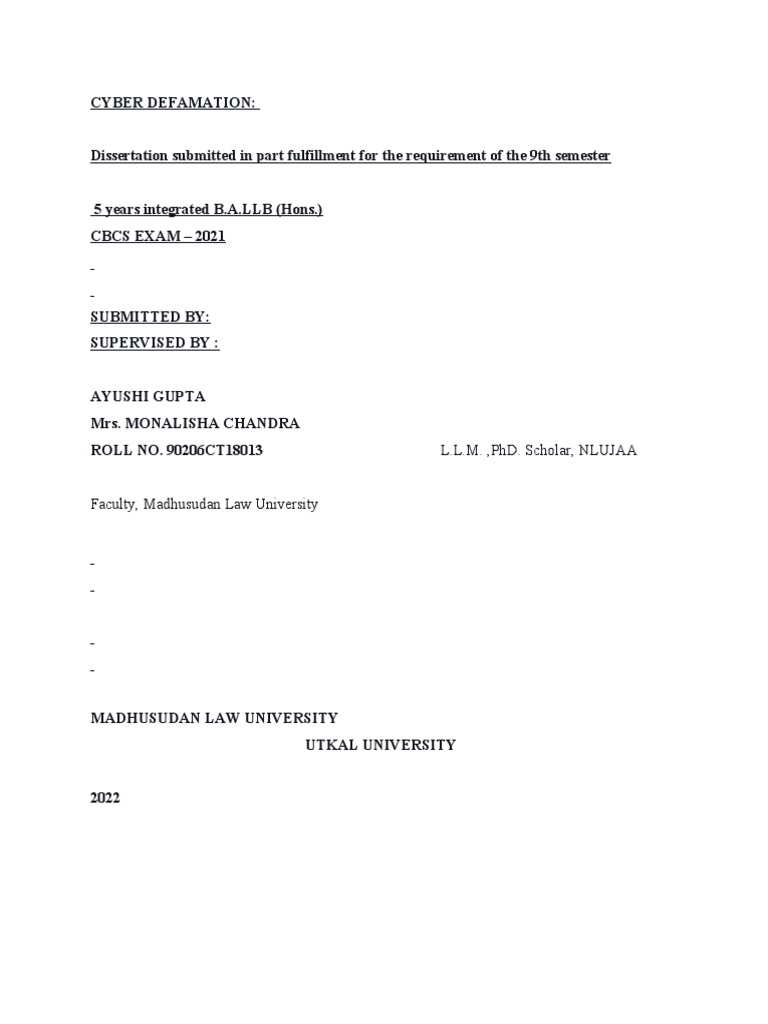 Cyber Defamation | PDF | Defamation | Computer Security