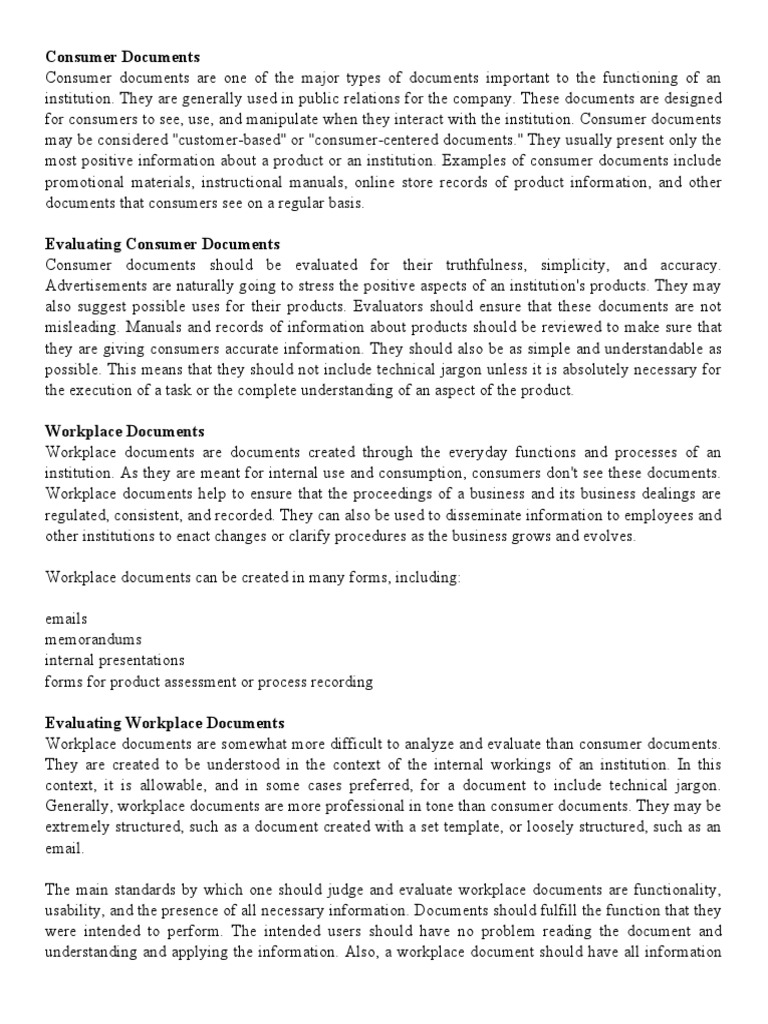 Evaluating Consumer & Workplace Documents | PDF | Usability | Human ...