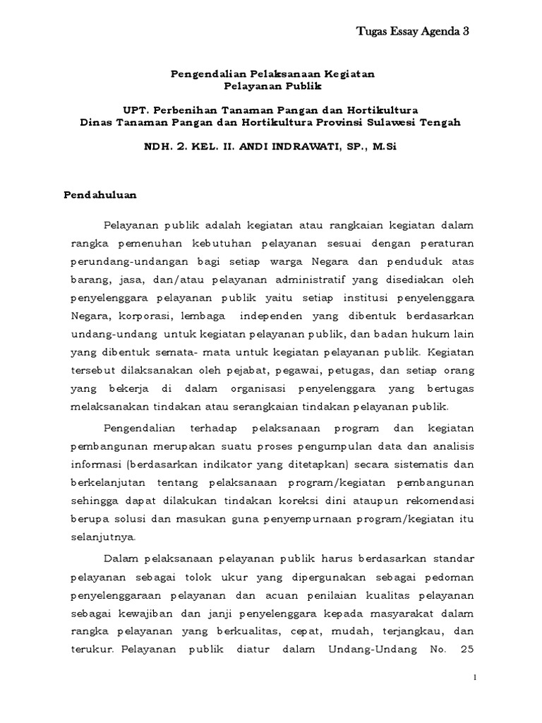 Tugas Essay Agenda 3 Andi Indrawati, SP, M.si | PDF